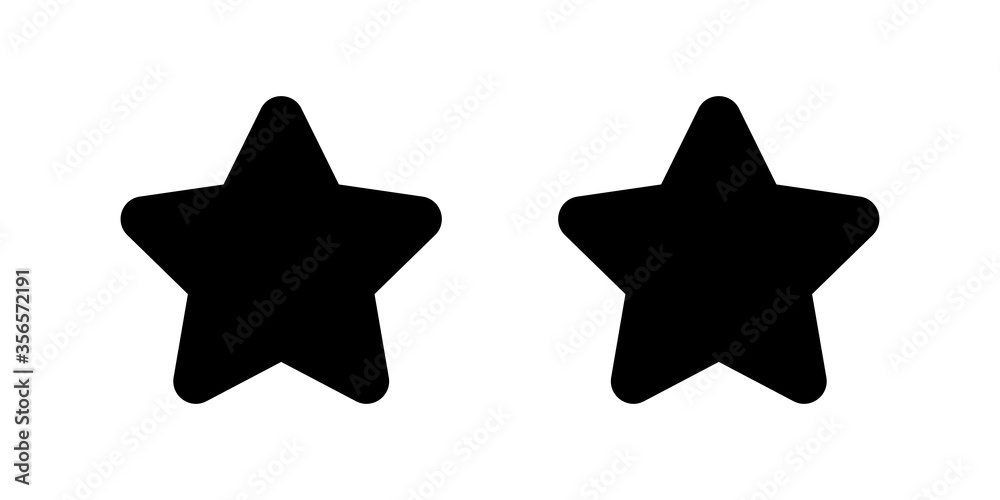 2 star icon cute isolated on white background, cartoon star shape black ...