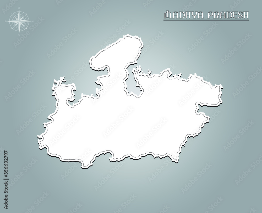 MADHYA PRADESH map , indian state map black out line with paper cutting ...