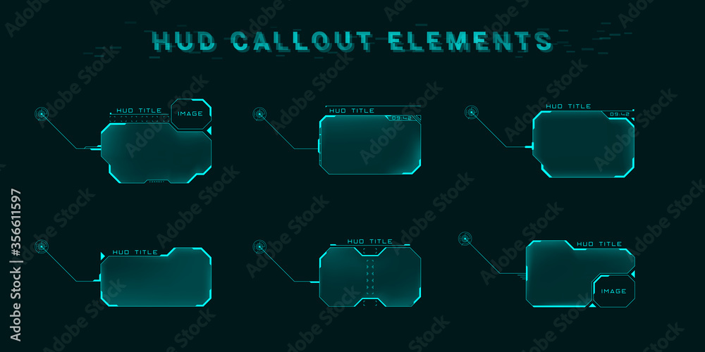 Callout screen interface in HUD style. Set of futuristic user screen ...