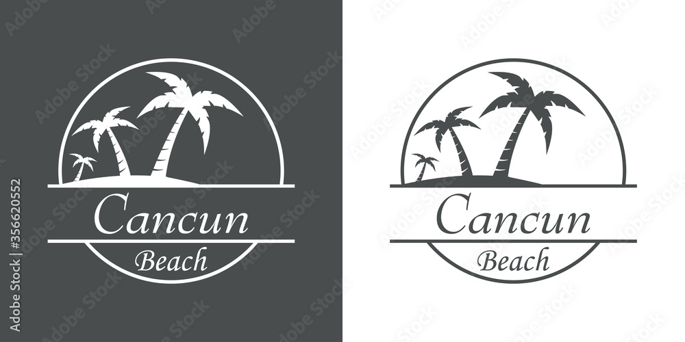 Símbolo destino de vacaciones. Icono plano texto Cancun Beach en ...
