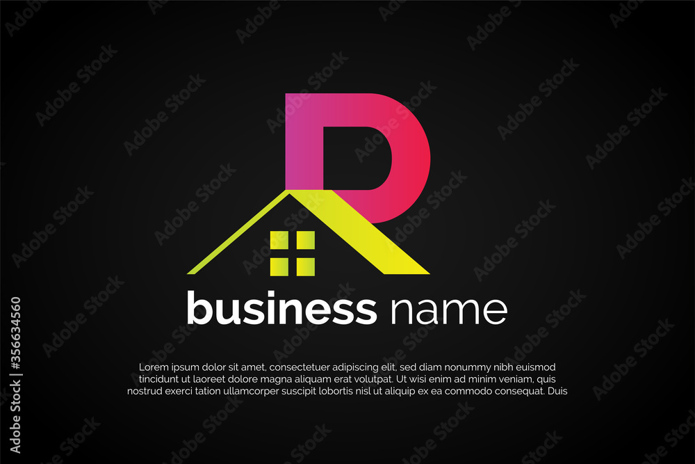 Logo Template Building Monogram R Stock Vector | Adobe Stock