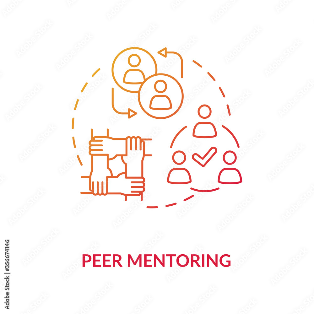 Peer mentoring concept icon. Social togetherness, mutual support idea ...