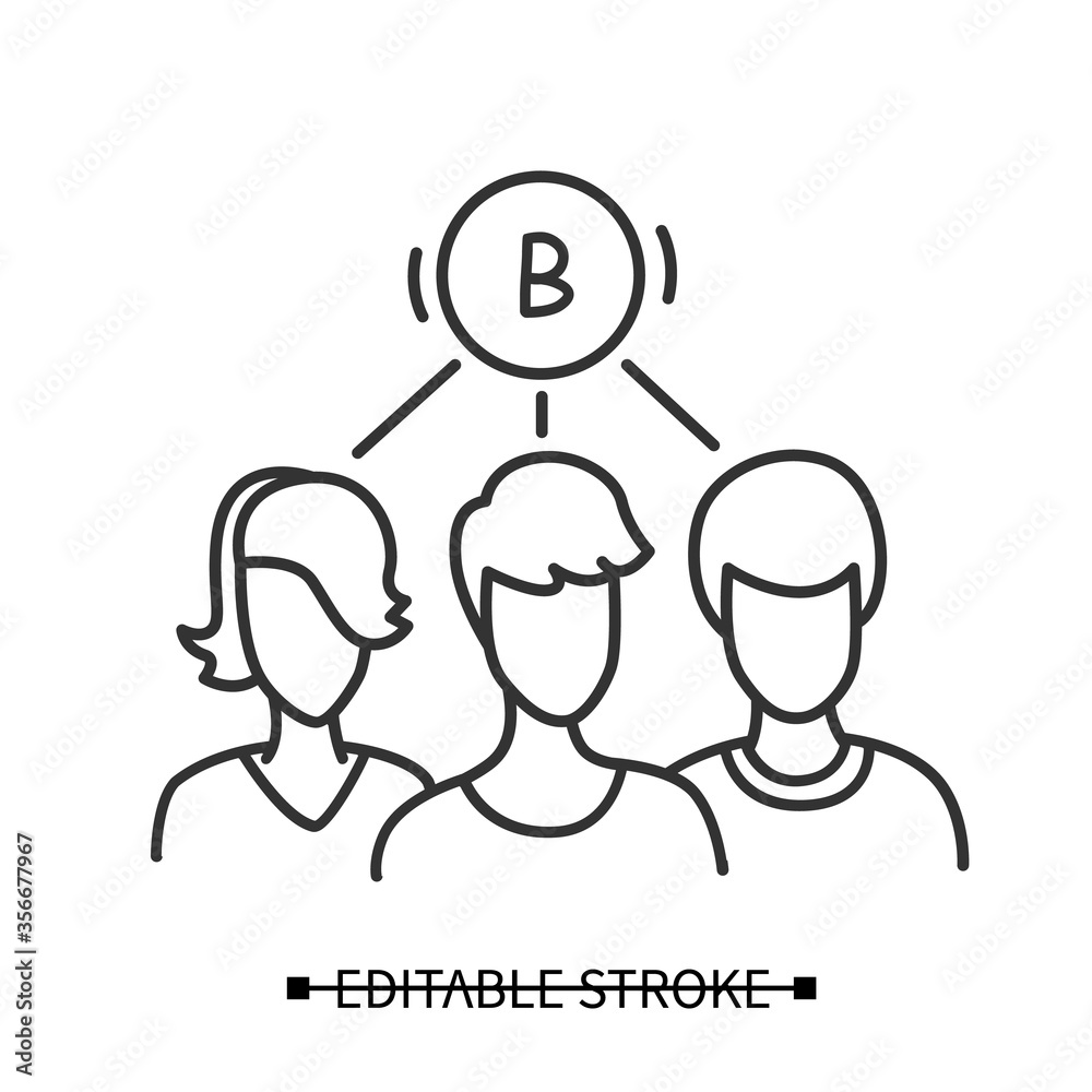 Group demand icon. Customer avatars with common preference pictogram ...
