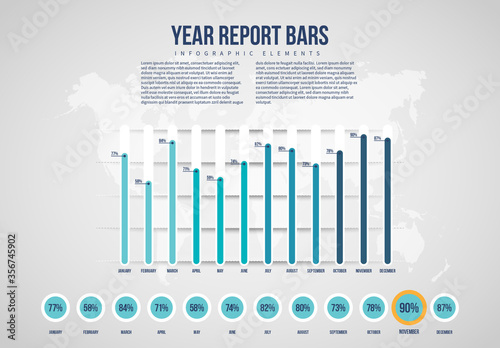 One-Year Progress Bar Chart Infographic. Buy this stock template and ...