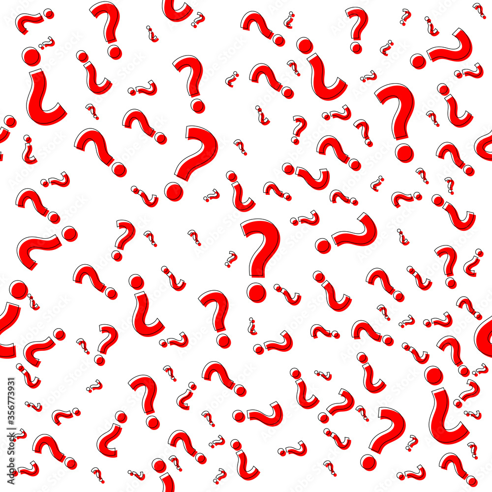 Question mark seamless pattern. Trivia poster design template, random ...