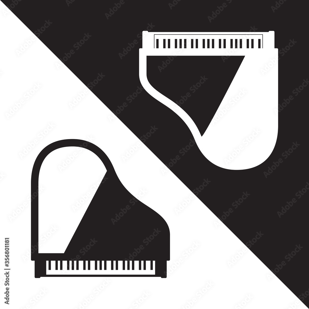Two Grand Piano Instruments Cut Signs Yin Yang Style Composition ...