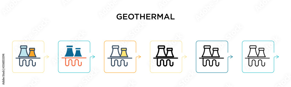 Geothermal vector icon in 6 different modern styles. Black, two colored ...