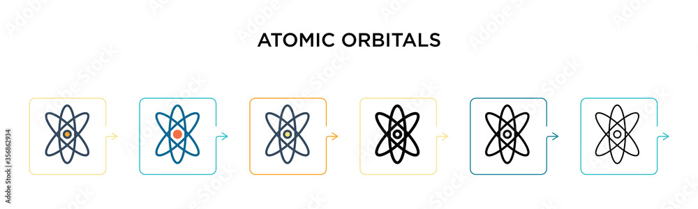 Stock-Vektorgrafik „Atomic orbitals vector icon in 6 different modern ...
