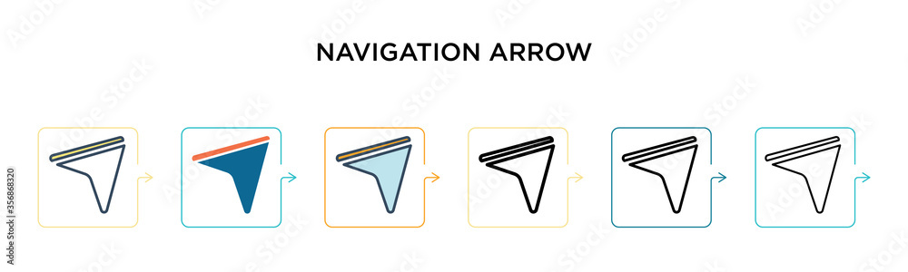 Vector de Stock Navigation arrow vector icon in 6 different modern ...