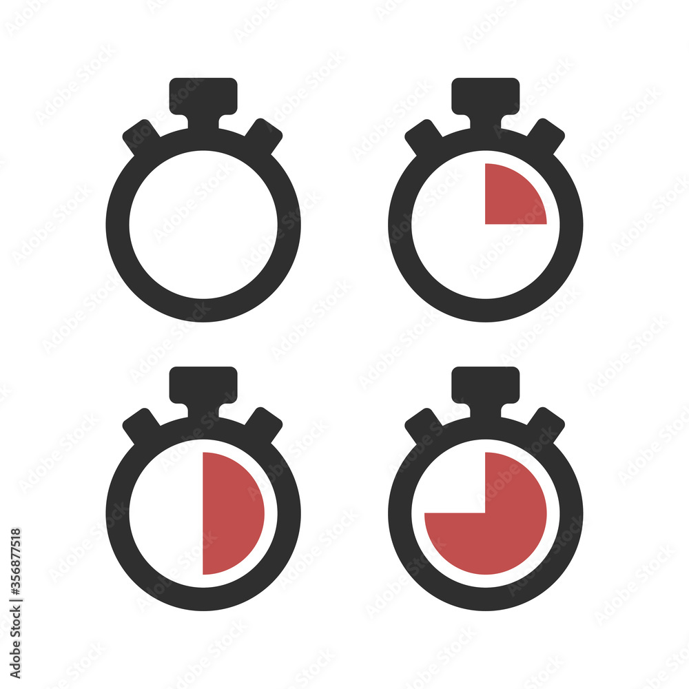 Set of Timer vector icon. Stopwatch symbol. Vector countdown circle clock counter timer. Fast ...