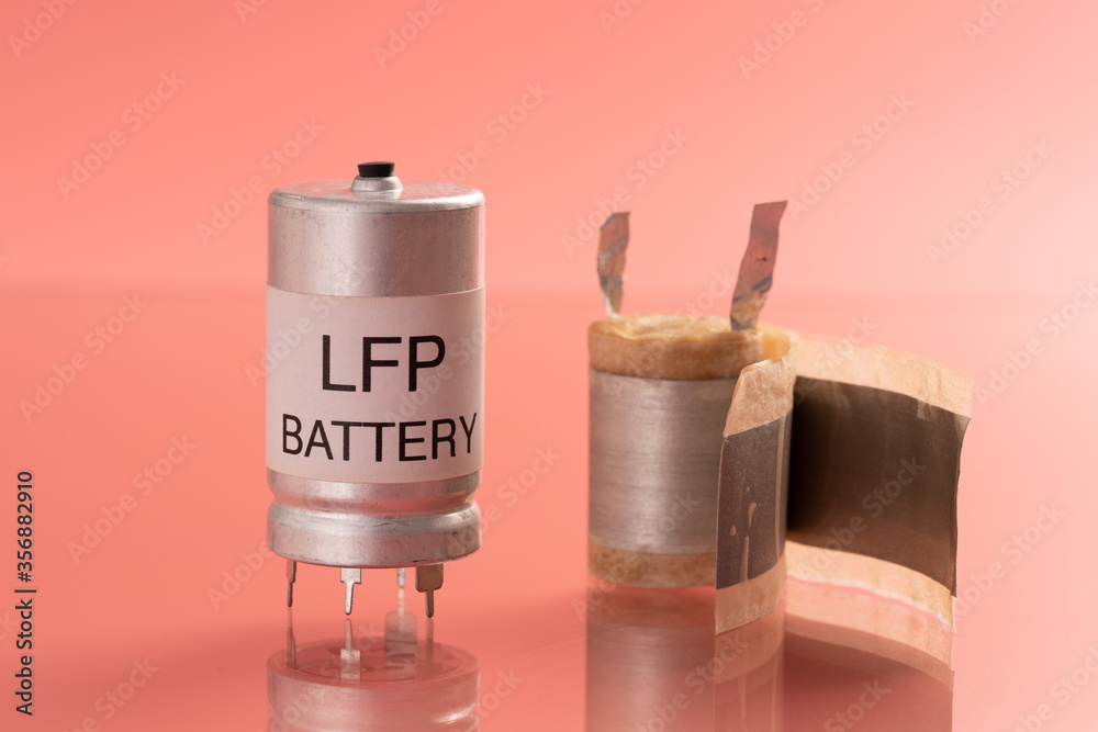 Foto de Stock Lithium iron phosphate battery LiFePO. or LFP battery ...
