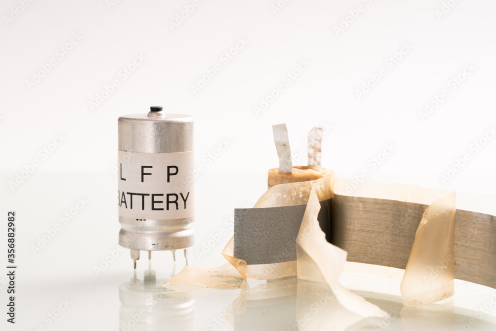Foto de Stock Lithium iron phosphate battery LiFePO. or LFP battery ...