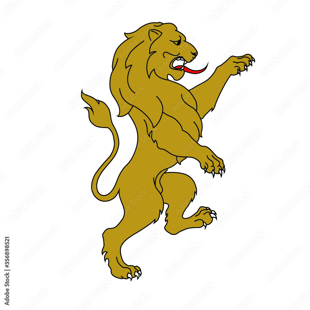 Rampant lion for a coar of arms crest heraldic medieval heraldry or ...