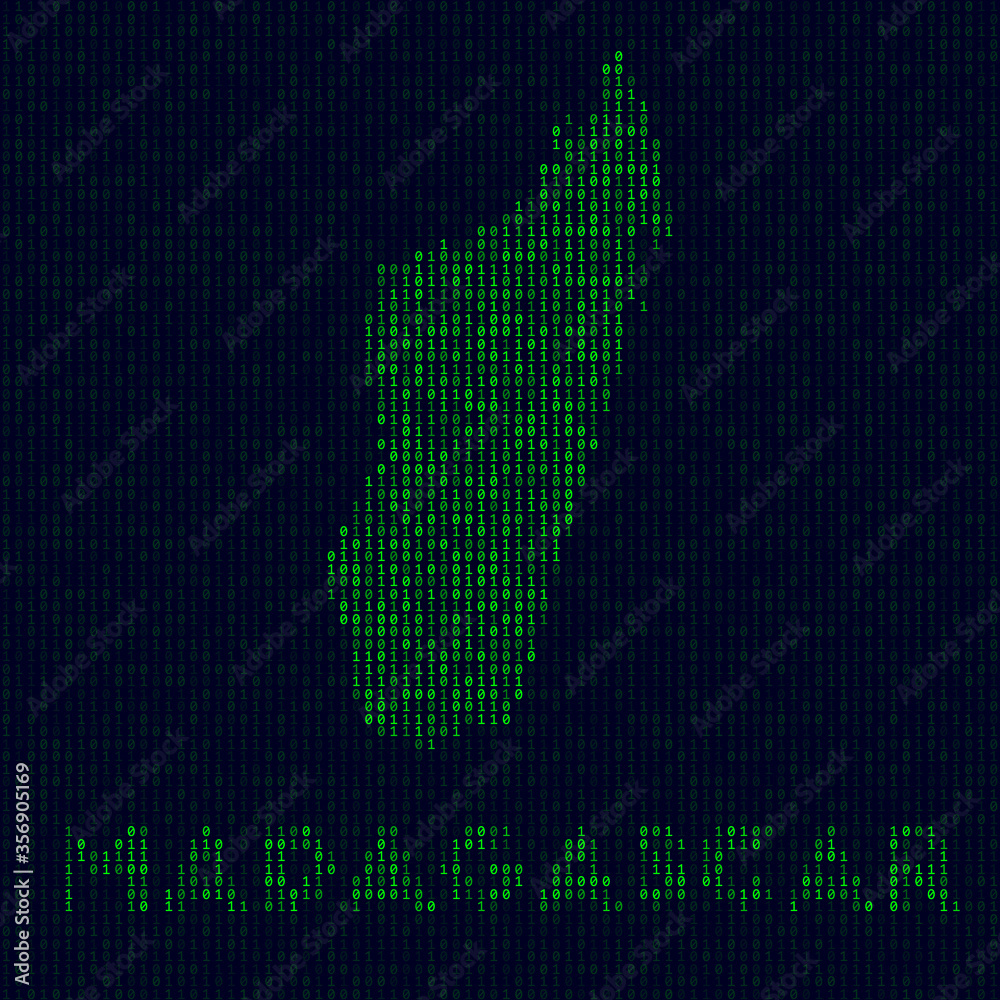Digital Madagascar logo. Country symbol in hacker style. Binary code map of Madagascar with ...