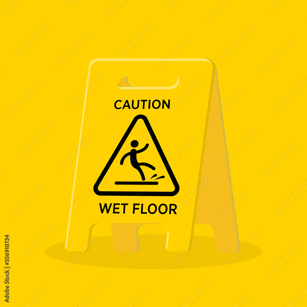 Wet floor sign. Isolated vector illustration. Stock Vector | Adobe Stock
