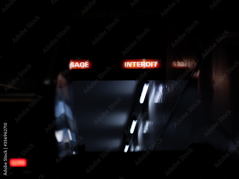 French word "sage interdit" wise forbidden no entry escalator sign no ...