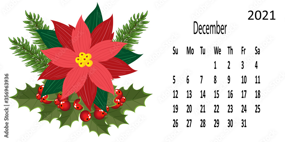2021 calendar-week starts on Sunday, vector illustration Stock Vector ...