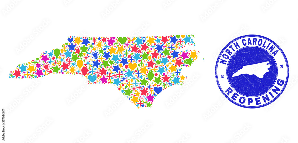 Celebrating North Carolina State map collage and reopening textured ...