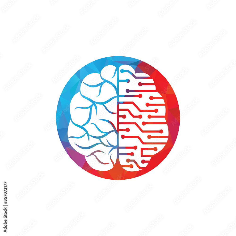 Brain connection logo design. digital brain logo template. Brainstorm ...
