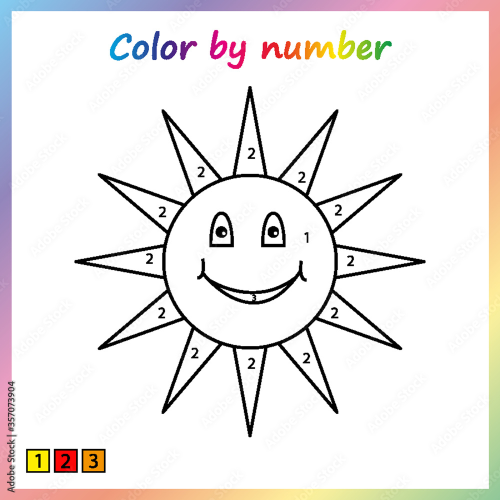 Worksheet for education. painting page, color by numbers. Game for ...