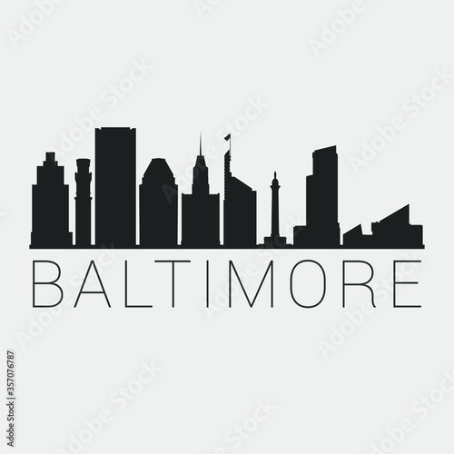 Baltimore Maryland City. Skyline Silhouette City. Design Vector. Famous ...