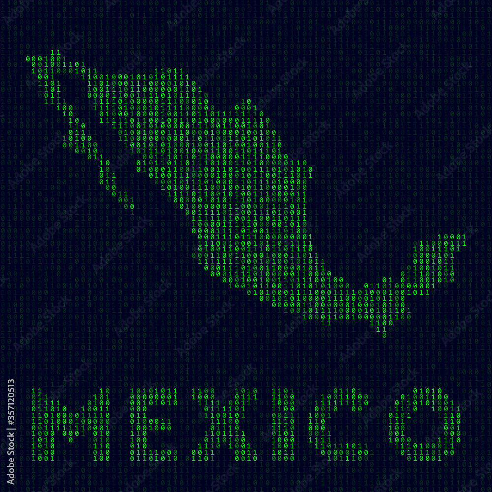Digital Mexico logo. Country symbol in hacker style. Binary code map of ...