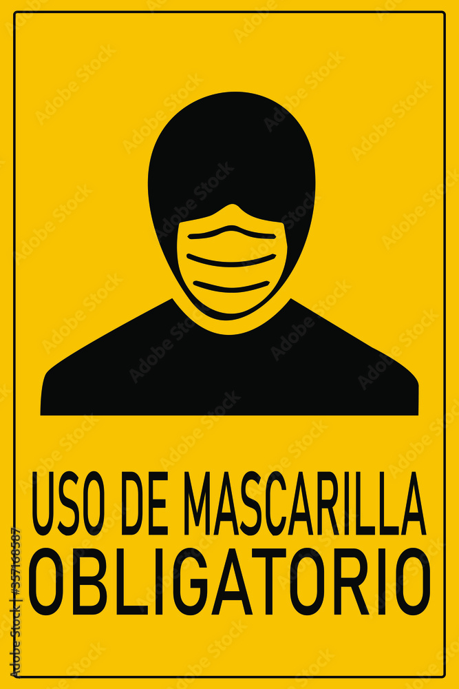 Vektor Vector illustration in spanish "Uso de mascarilla obligatorio ...