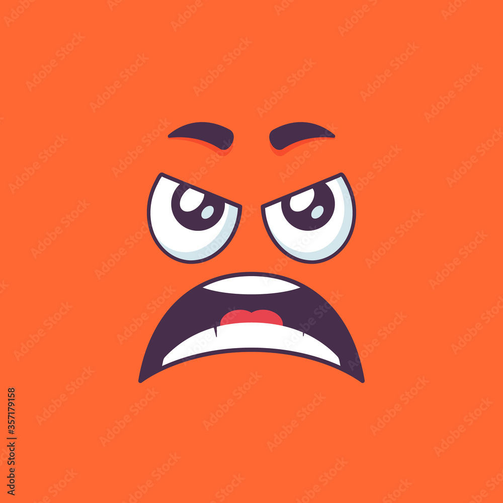 Angry face vector cartoon illustration Stock Vector | Adobe Stock