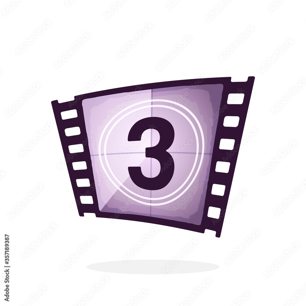 Part of film strip with countdown timer. Retro frame of filmstrip ...