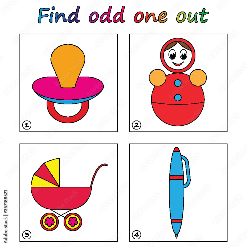Find odd one out - game for kids. Worksheet. Visual Educational puzzle ...