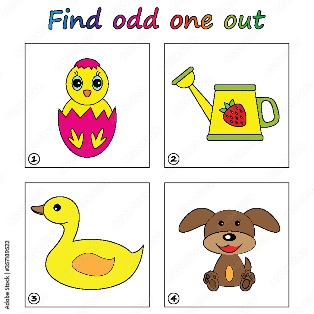 Find odd one out - game for kids. Worksheet. Visual Educational puzzle ...