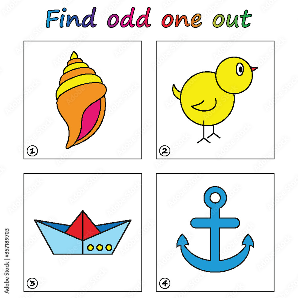 Find odd one out - game for kids. Worksheet. Visual Educational puzzle ...