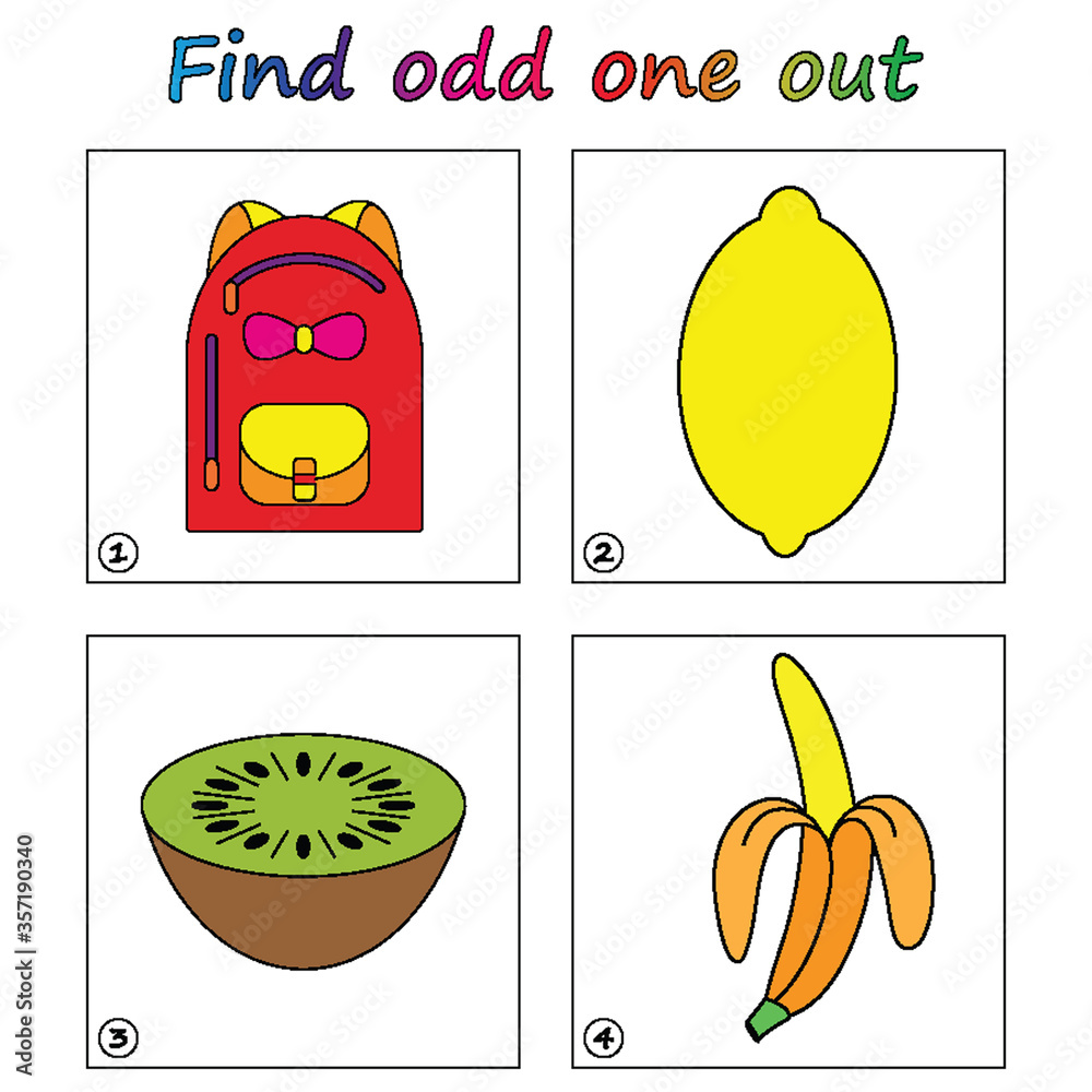Find odd one out - game for kids. Worksheet. Visual Educational puzzle ...