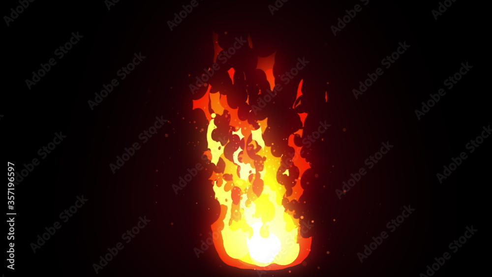 Cartoon Fire 4k. 2D Cartoon FX Element. Glow effect. Fire Explosion 2d ...