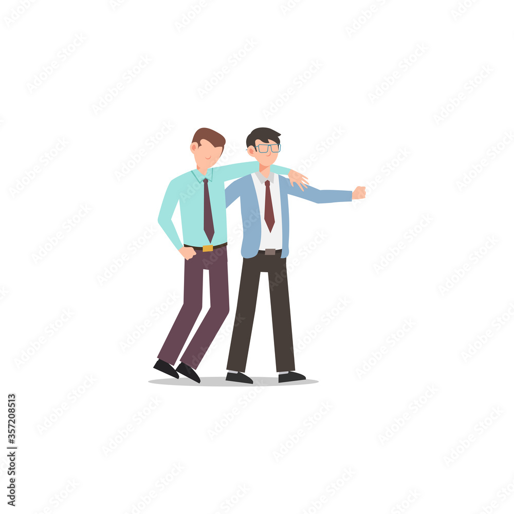 Cartoon character illustration of business friend helping each other ...