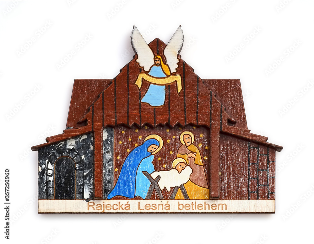 Magnetic souvenir from Slovakia with the image of the Nativity scene ...