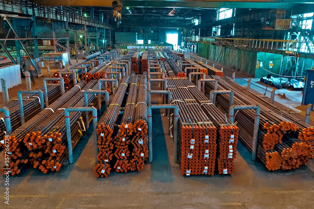 Pumped compressor pipes for oil well. Oil and gas equipment. Stock ...