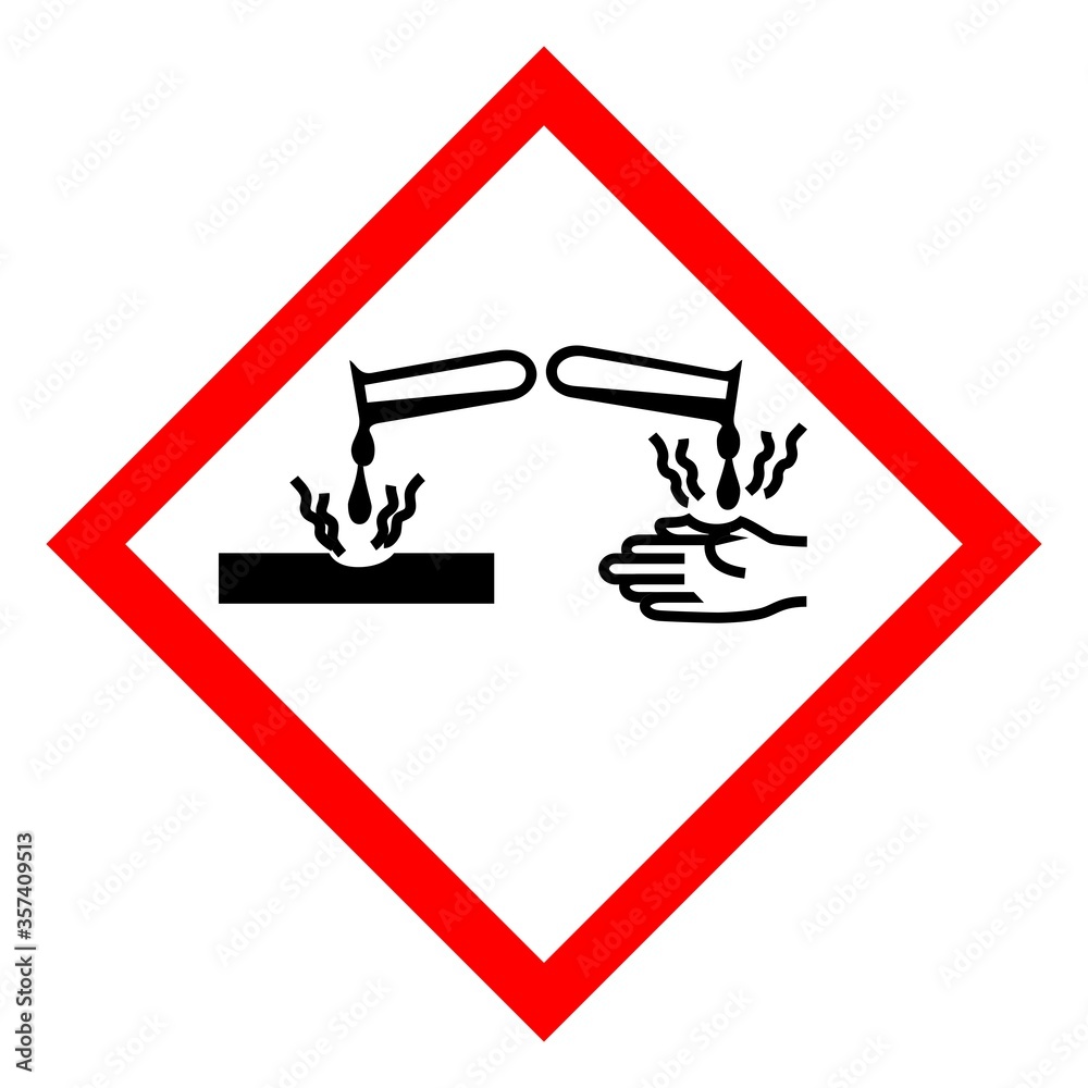 Vector illustration GHS05 hazard pictogram - corrosive , hazard warning ...