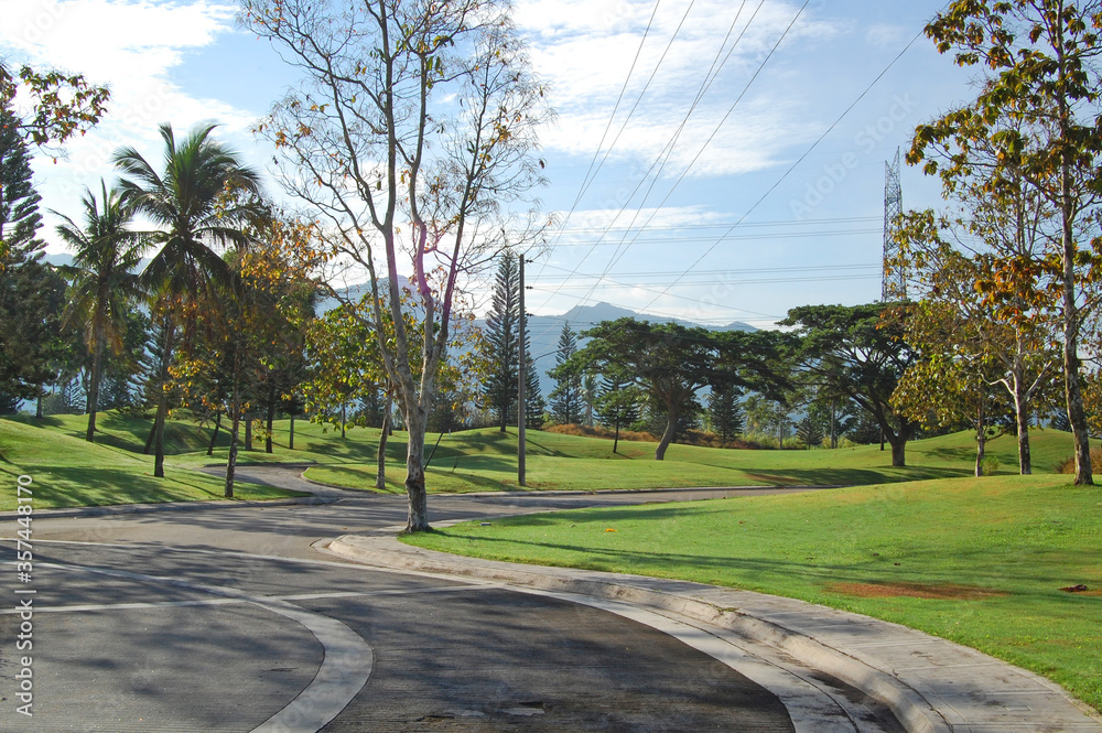 Golf course pathway at Mount Malarayat in Lipa, Batangas, Philippines ...