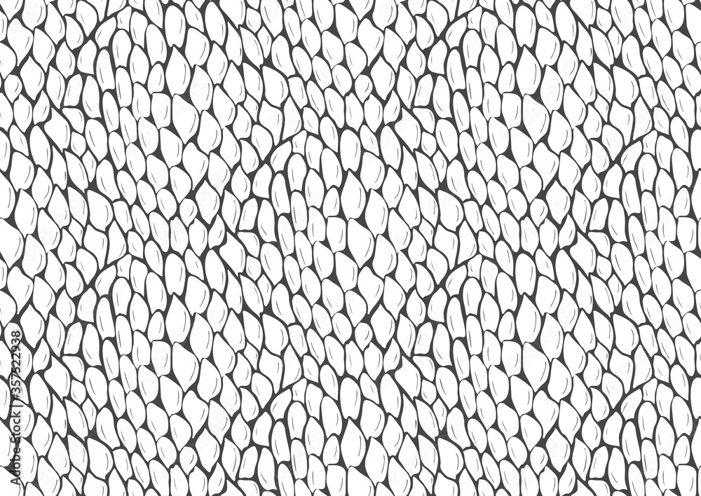 Abstract styled snake scales animal skin seamless pattern design. Black ...