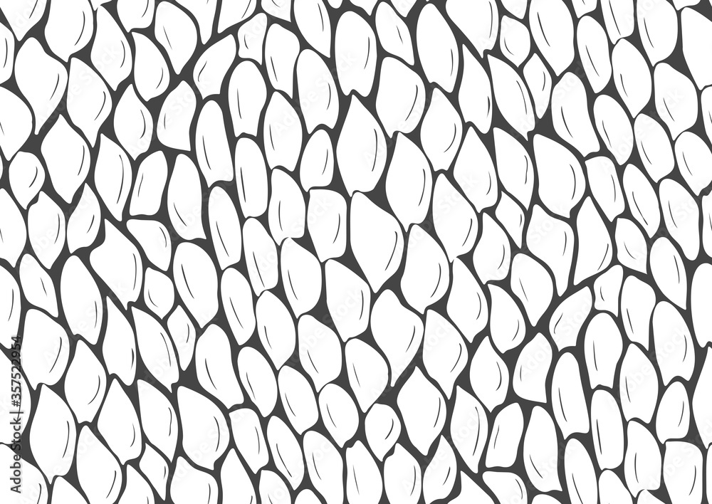 Abstract styled snake scales animal skin seamless pattern design. Black ...