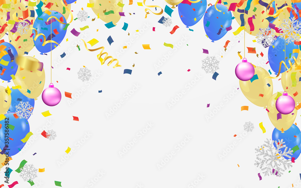 Celebratory background with balloons confetti Vector illustration Stock ...