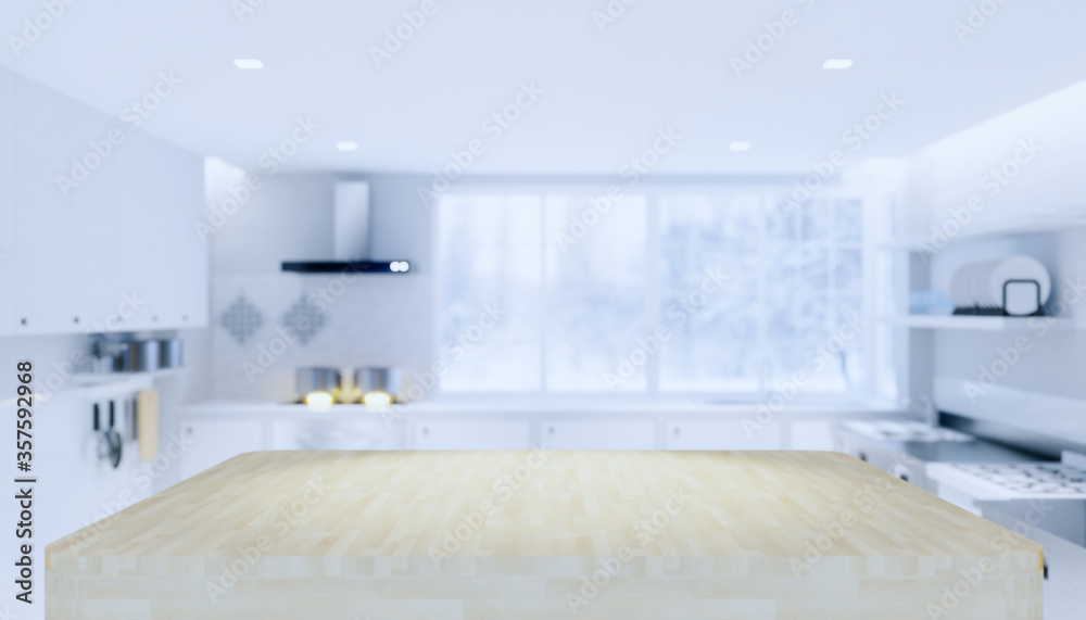 kitchen interior background with counter or table. Decoration top ...
