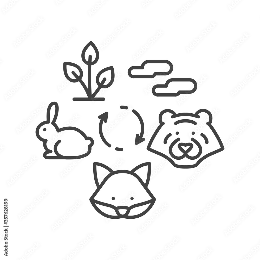 Food chain black line icon. Nature eating model. Sign for web page, app ...