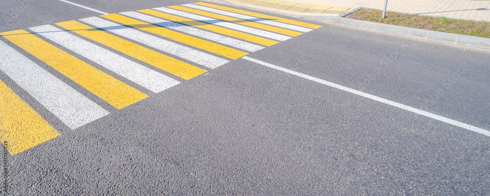 Open space with road signs and road markings, road intersections ...