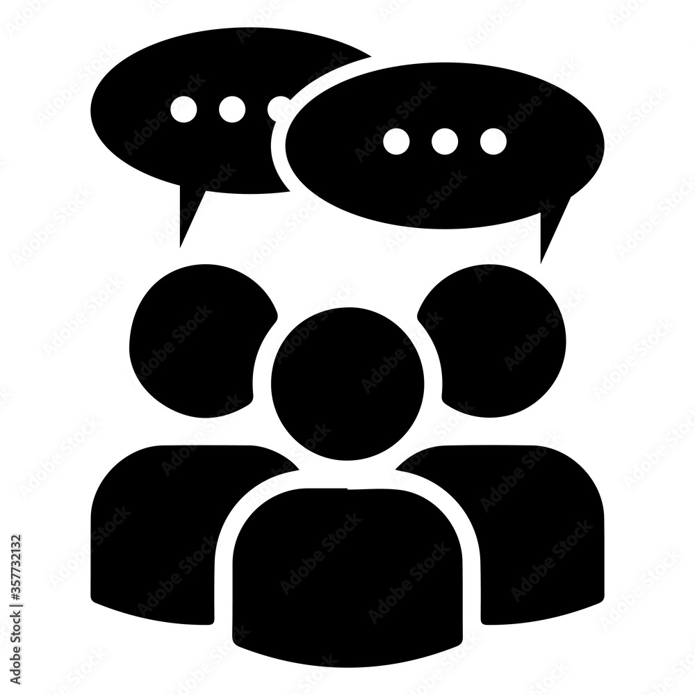 Multi User Icon with Speech Bubble. A Group of Stick Figure People Man ...