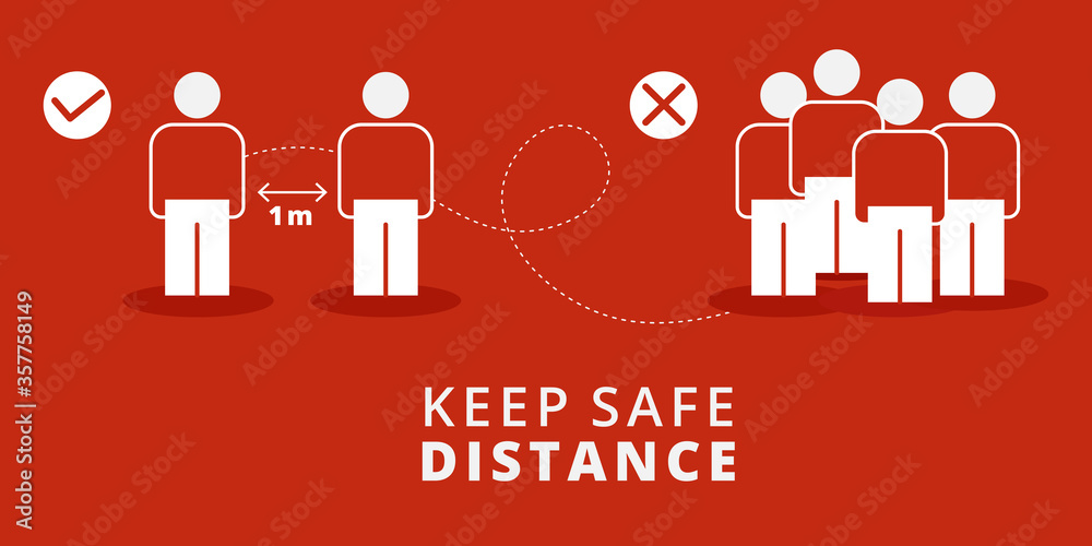 Keep distance signage illustration Stock Vector | Adobe Stock