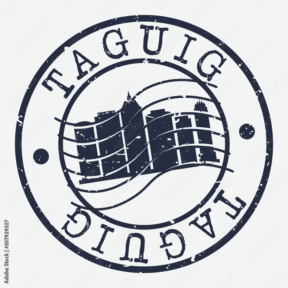 Taguig, Metro Manila, Philippines Stamp Postal. Building Silhouette ...