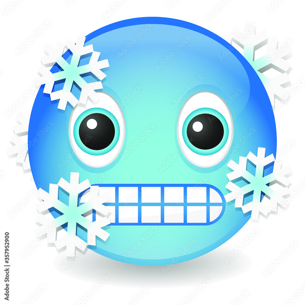 Cold Emoji Kawaii Face. Frozen Vector Design Art Trendy Communication ...