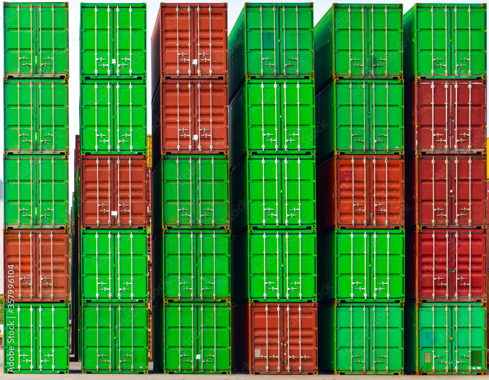 Stack of containers inside container terminal for background. Port ...